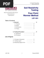 Wenner Four Point Soil Resistivity Test | PDF | Electrical Resistivity ...