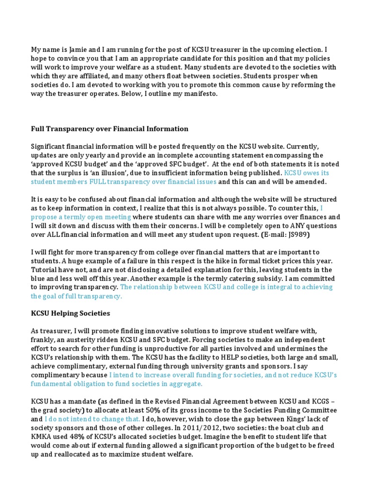 Election Manifesto | PDF