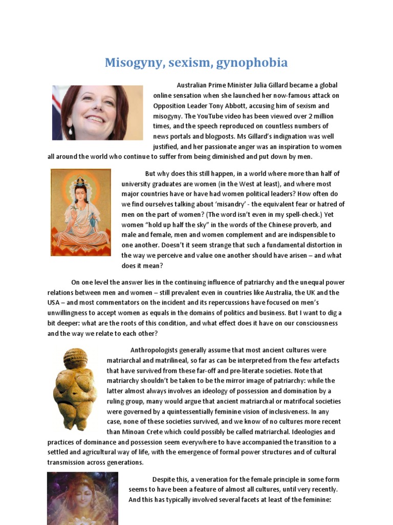 Misogyny, Sexism, Gynophobia | Matriarchy | Misogyny
