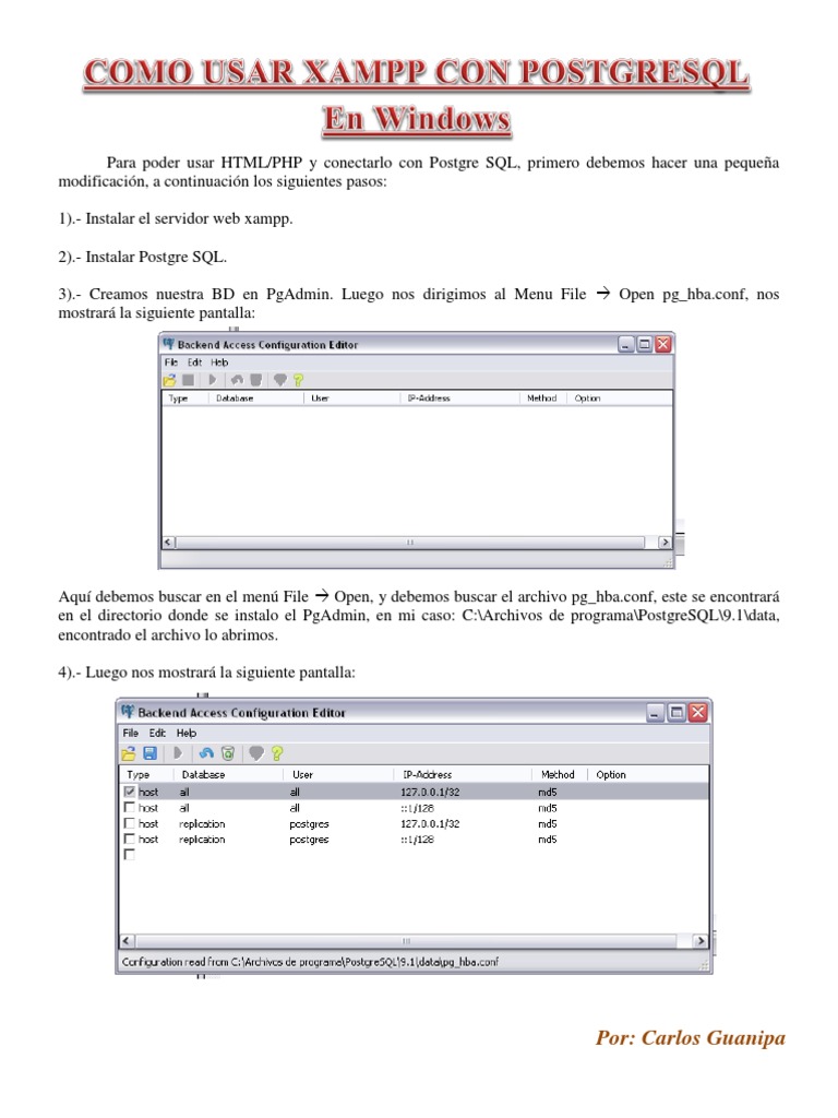 Como Usar Xampp Con Postgresql | PDF | Negocios | Tecnología