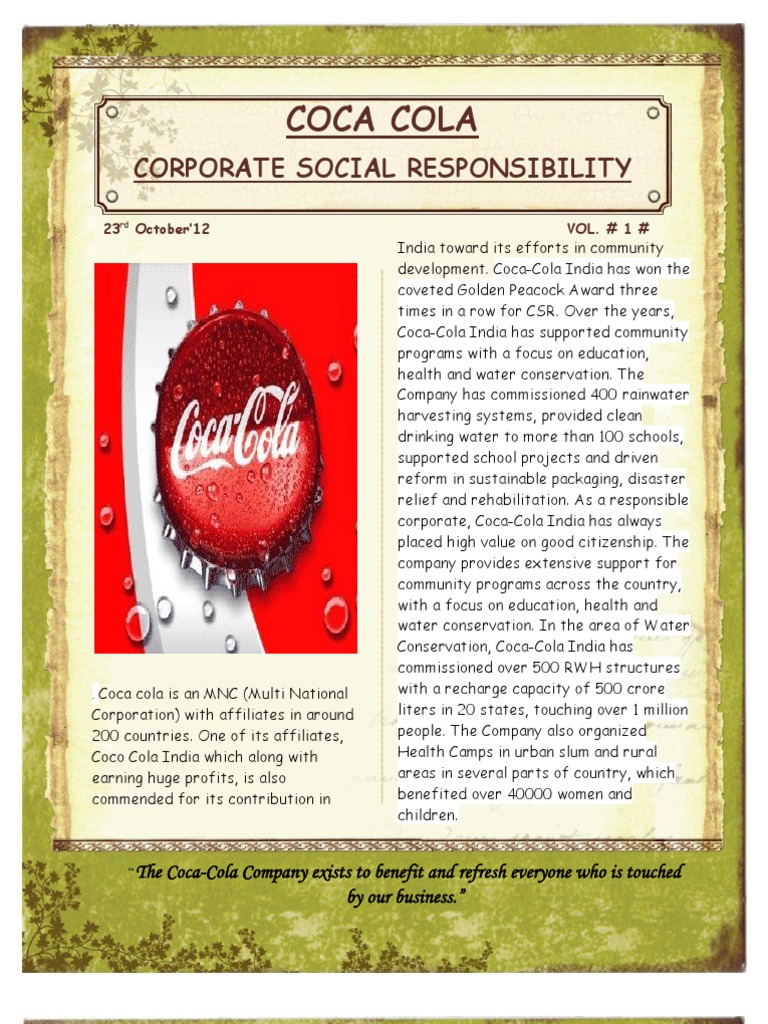 CSR Activities of Coca Cola | Corporate Social Responsibility | Coca Cola