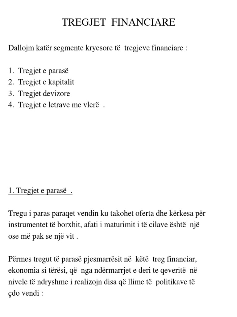 Tregjet Financiare | PDF