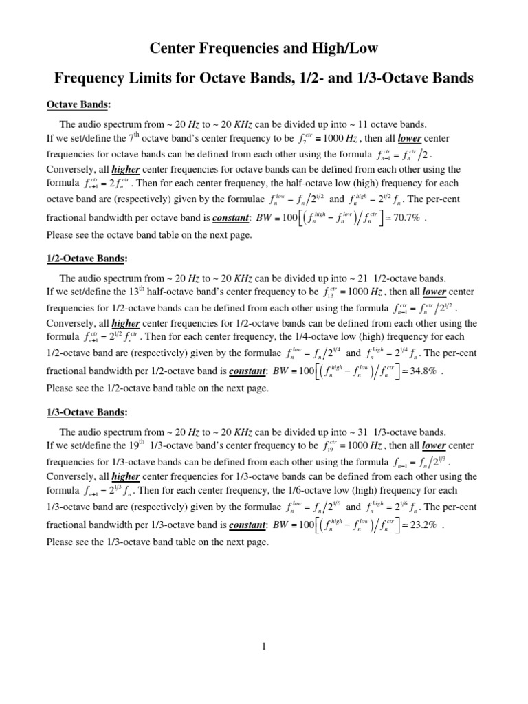 Octave Bands | PDF | Hertz | Frequency