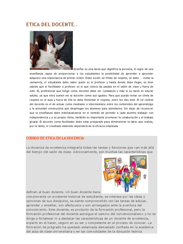 Etica Del Docente Ycodigo Del Docente | PDF | Maestros | Plan de estudios