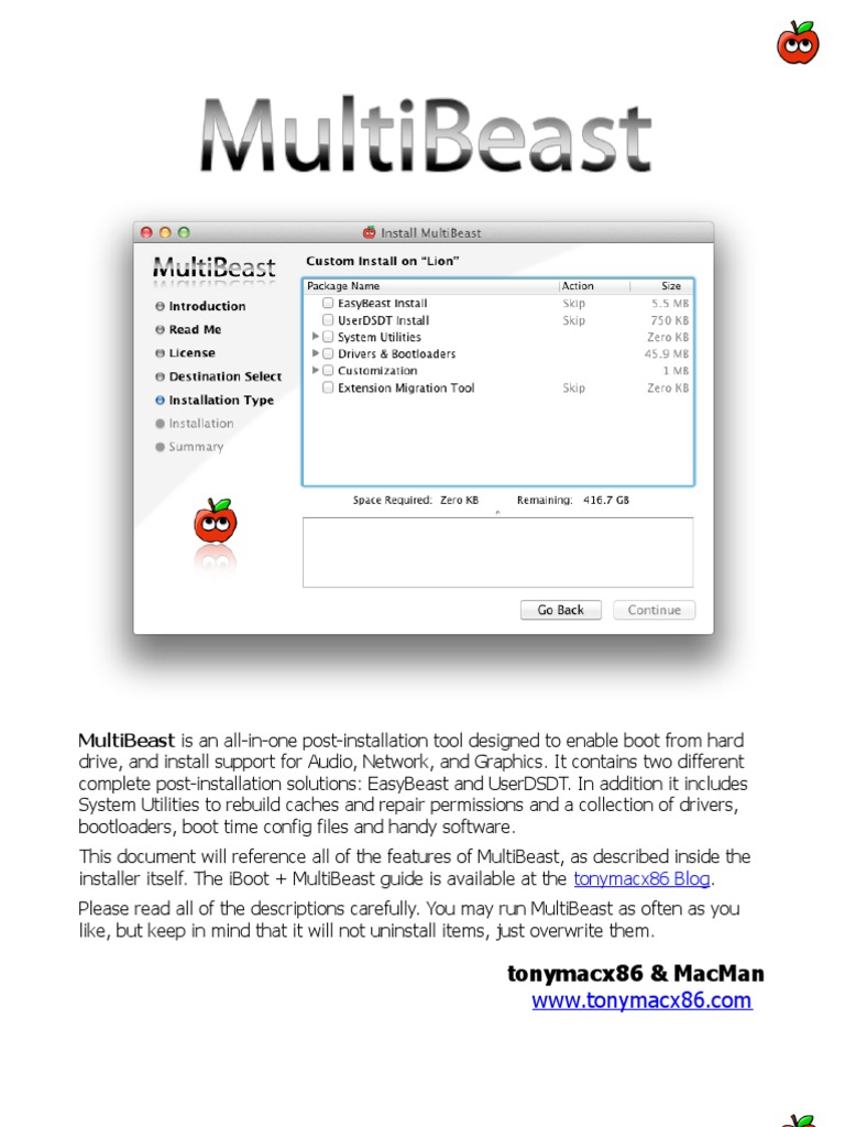 MultiBeast Features 4.6.0 | PDF | Booting | Mac Os