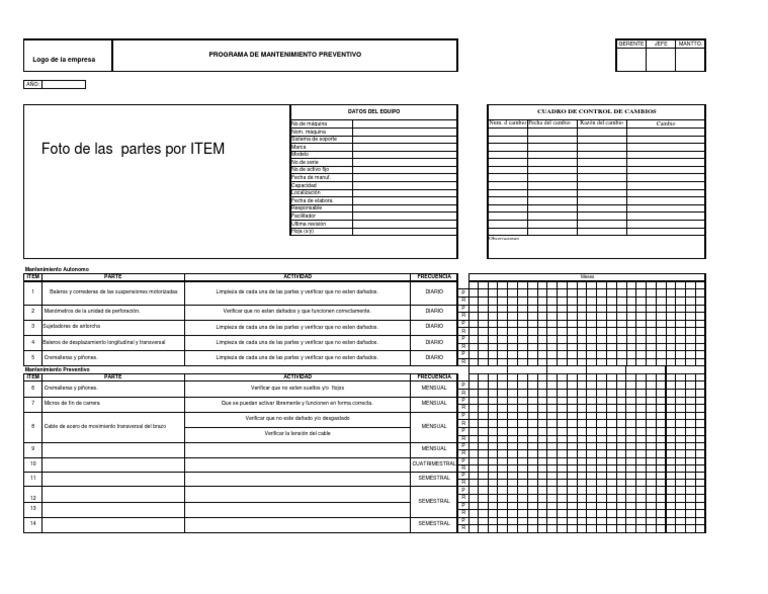 Ejemplo de Mantenimiento TPM | PDF