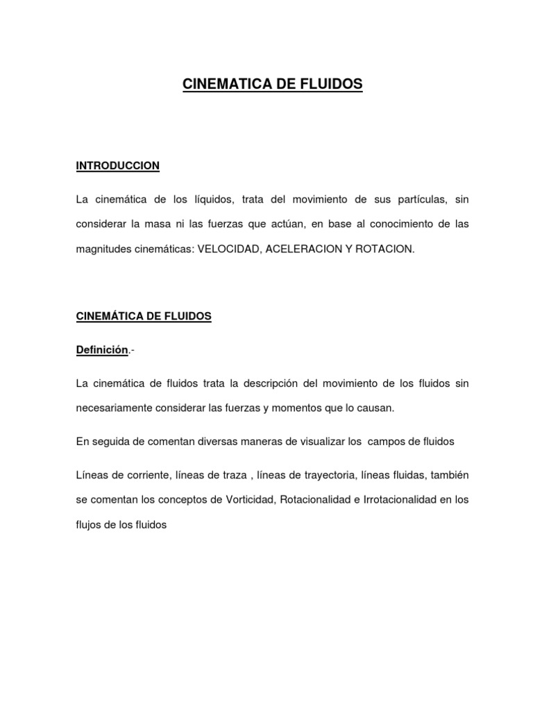 Cinematica de Fluidos | PDF | Vector Euclidiano | Velocidad