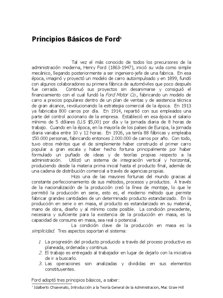 Tres Principios de Ford en Administración | PDF | Producto (Negocio ...