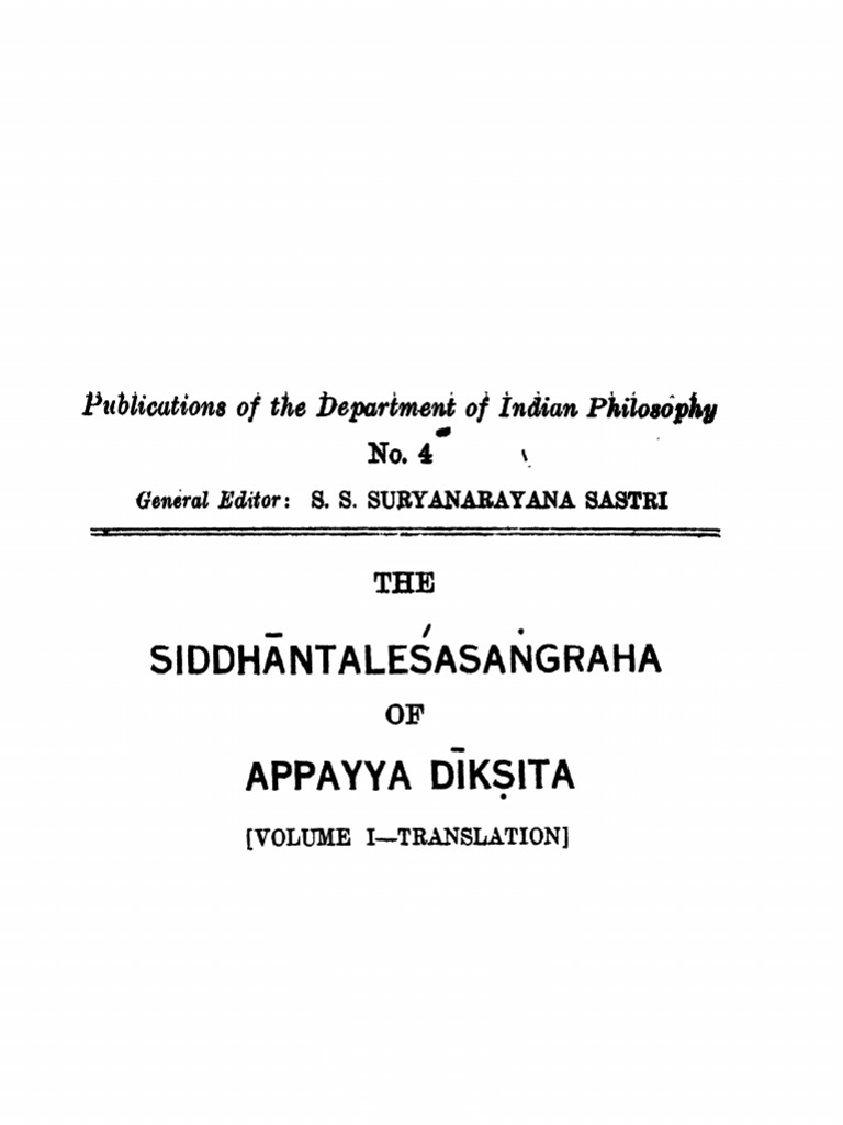 The Siddhantalesasangraha of Appayya Diksita | PDF | Advaita Vedanta ...