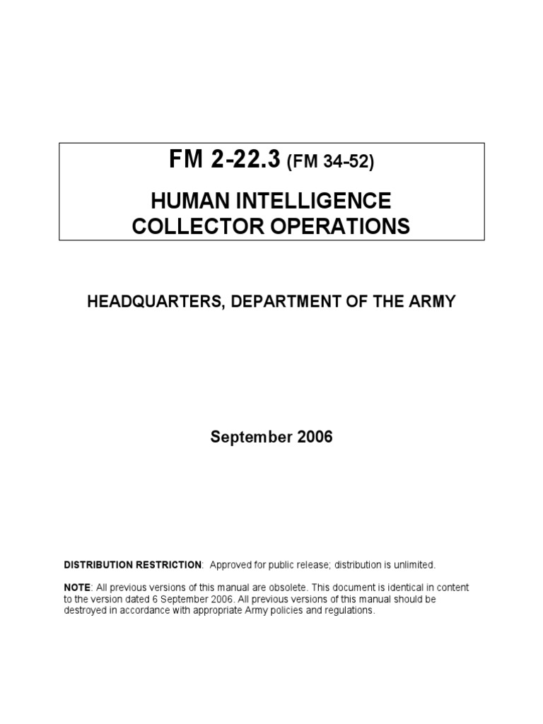 HUMAN INTELLIGENCE COLLECTOR OPERATIONS | Enemy Combatant ...