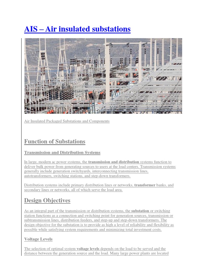 AIS - Air Insulated Substations | PDF