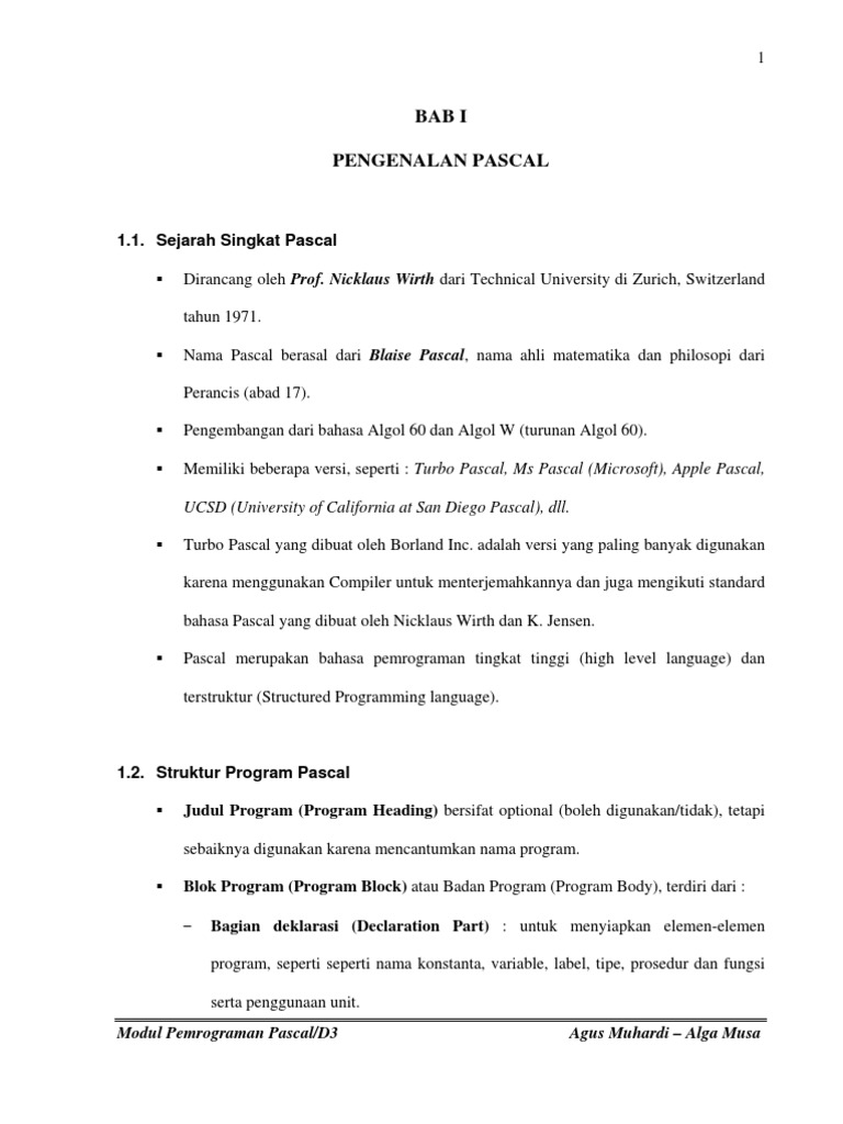 Panduan Dasar Pemrograman Pascal | PDF