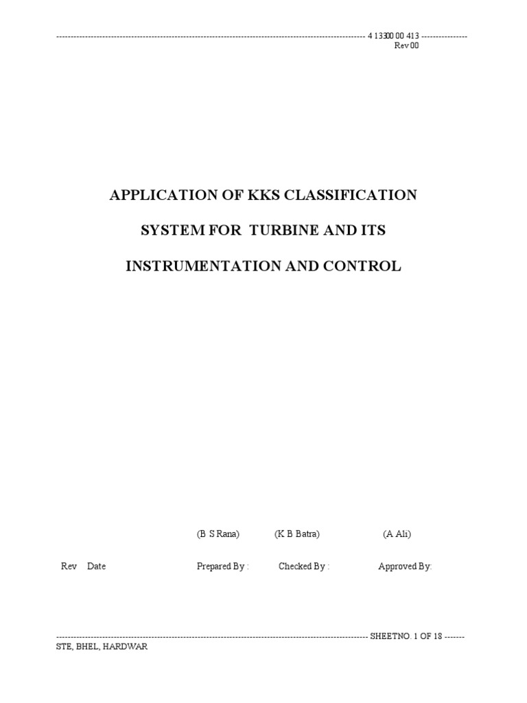 Application of KKS Classification System for Turbine and its ...