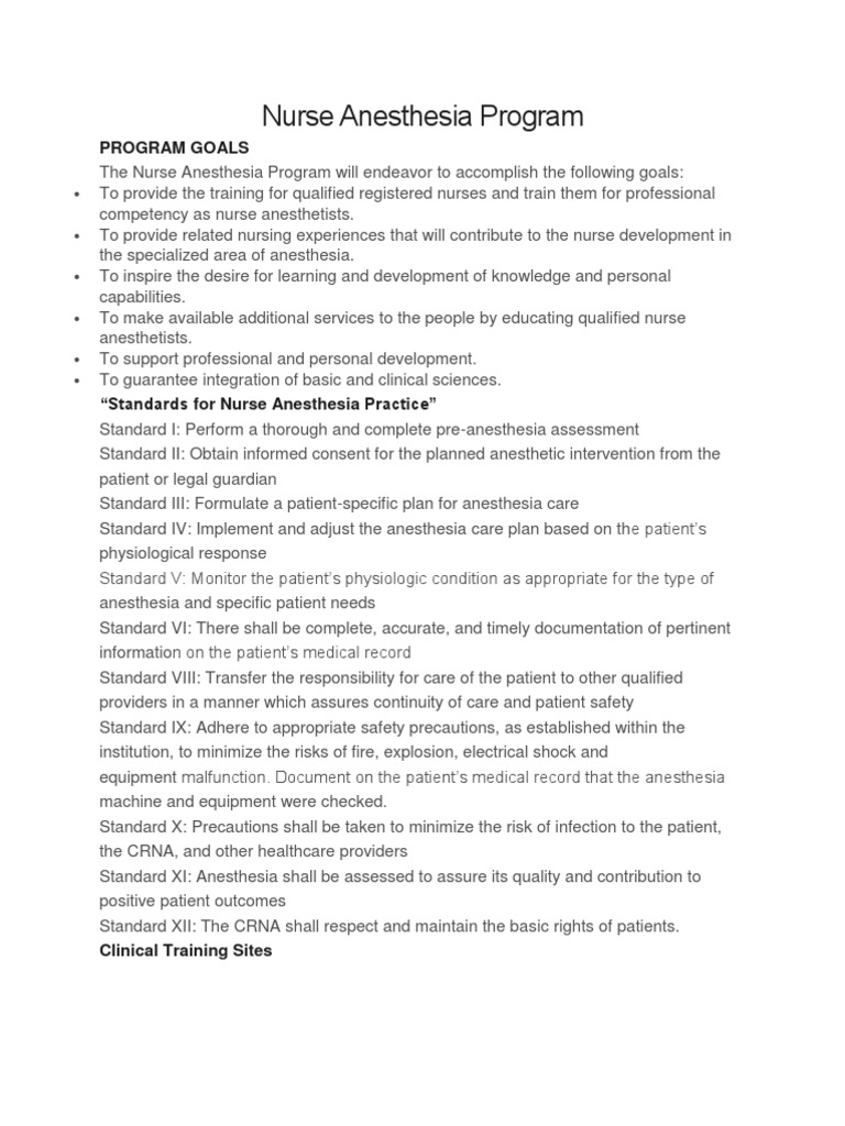 Nurse Anesthesia Program | PDF | Anesthesiologist | Anesthesia