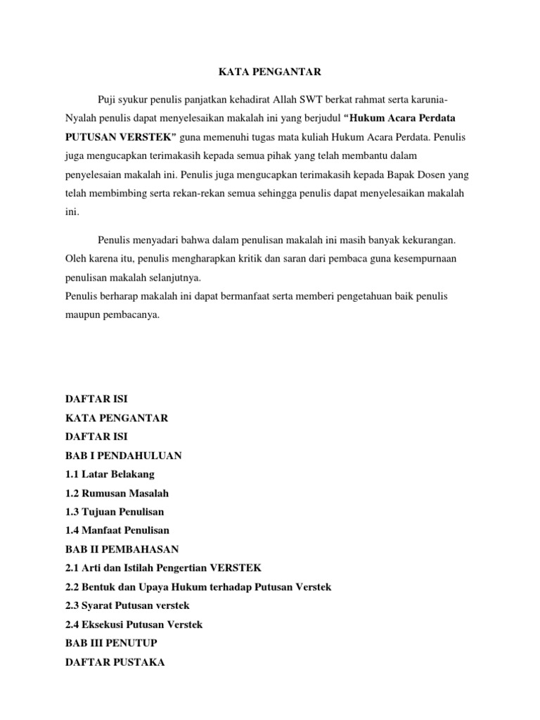 Makala Hukum Acara Perdata Putusan Verstek | PDF