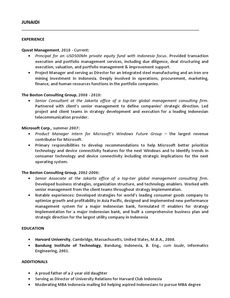 Junaidi IF 97 - Curriculum Vitae | PDF | Indonesia | Master Of Business Administration