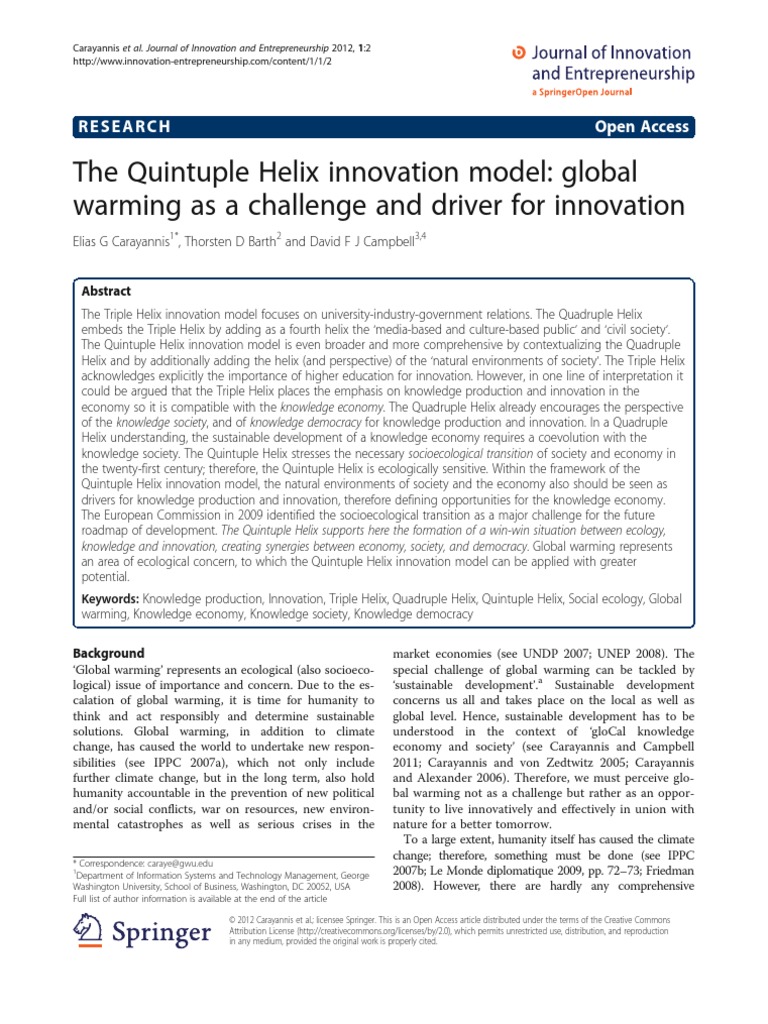 Quintuple Helix Innovation Model | PDF | Sustainability | Sustainable ...