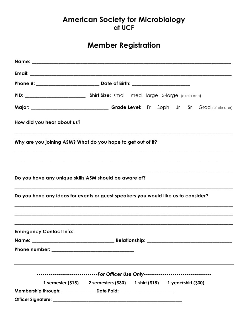 ASM Member Registration Form | PDF