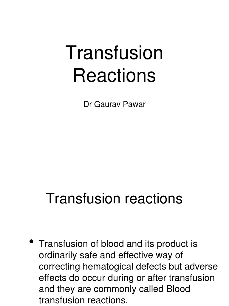 Transfusion Reaction - DRGSP | PDF | Blood Transfusion | Blood Donation