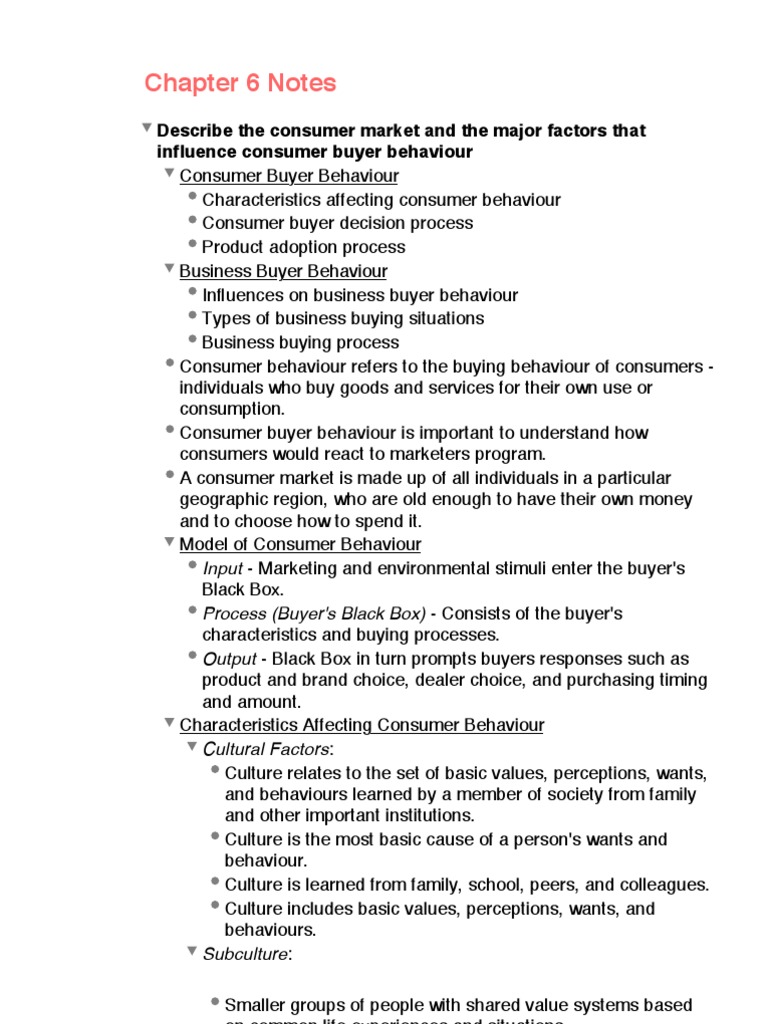 Consumer and Business Buyer Behaviour Notes | PDF | Consumer Behaviour ...