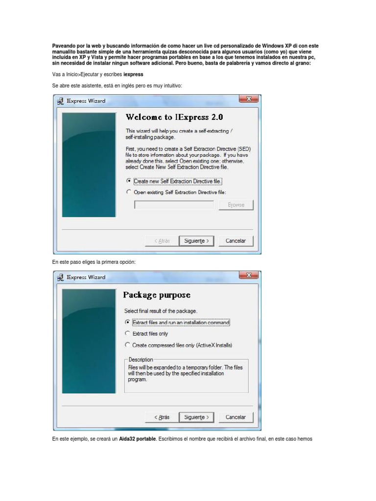 Crear Portable Con Iexpress | PDF | Windows XP | Archivo de computadora