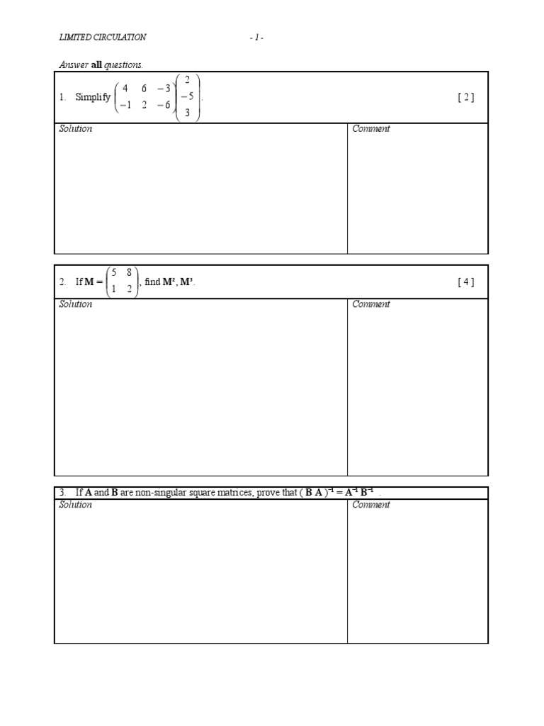 Advanced Matrix Algebra Problems | PDF