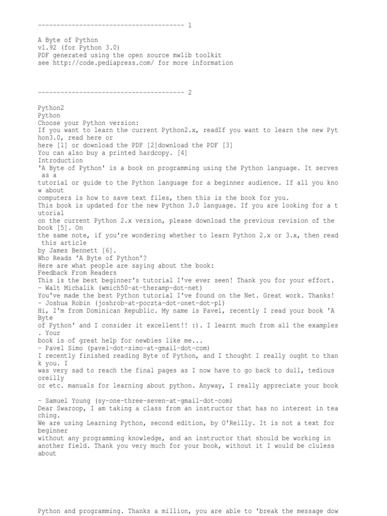 Byte of Python v192 | PDF | Python (Programming Language) | Perl