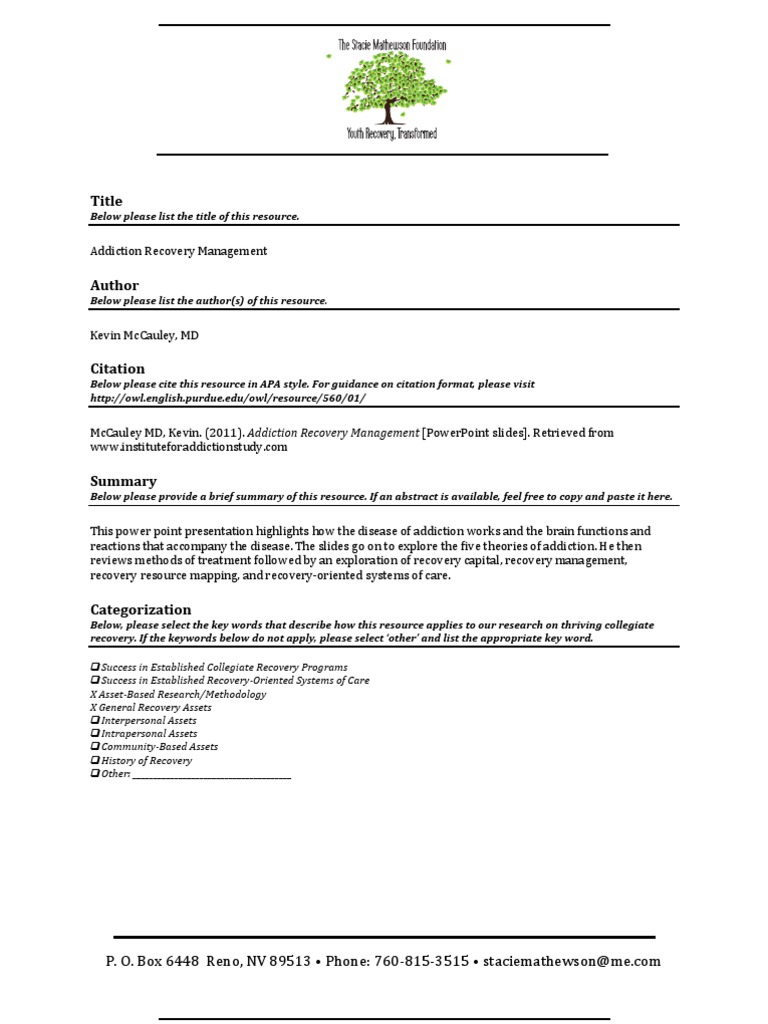 Addiction Recovery Management | PDF | Reward System | Substance Abuse