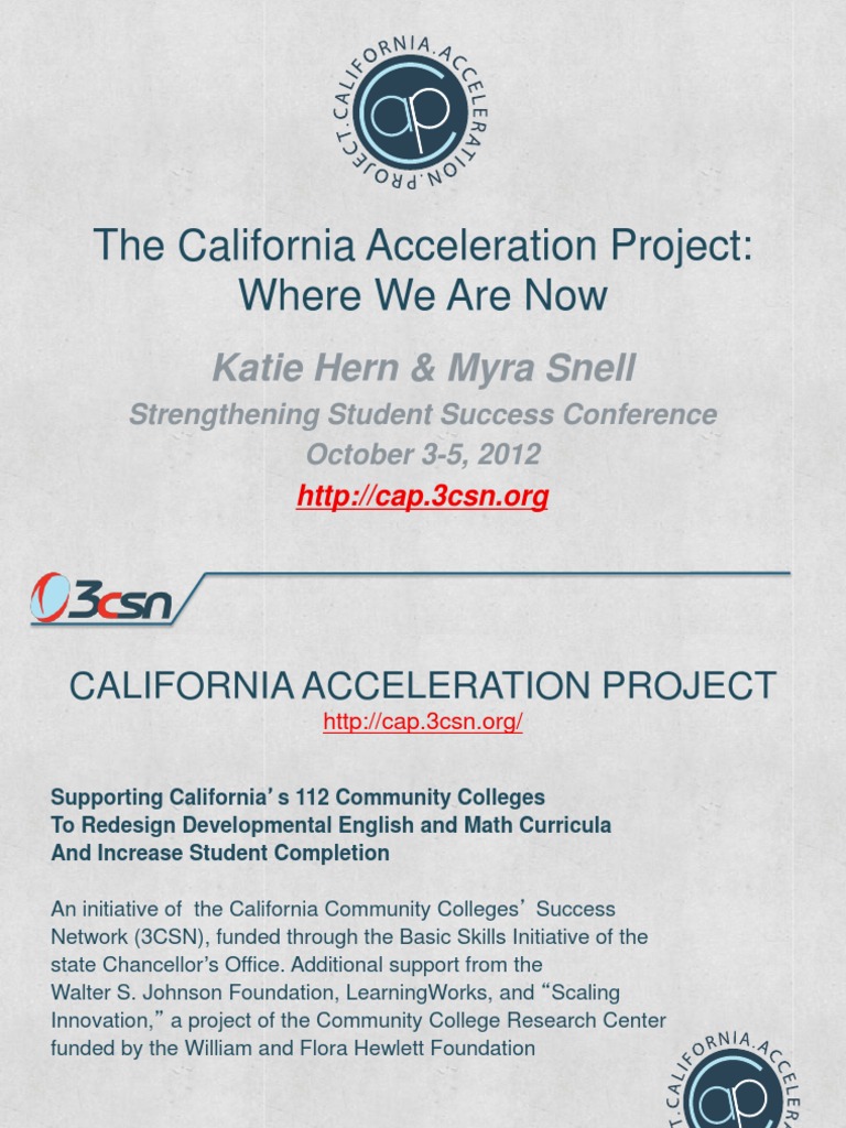 California Acceleration Project: Where We Are Now | PDF | Mindset ...