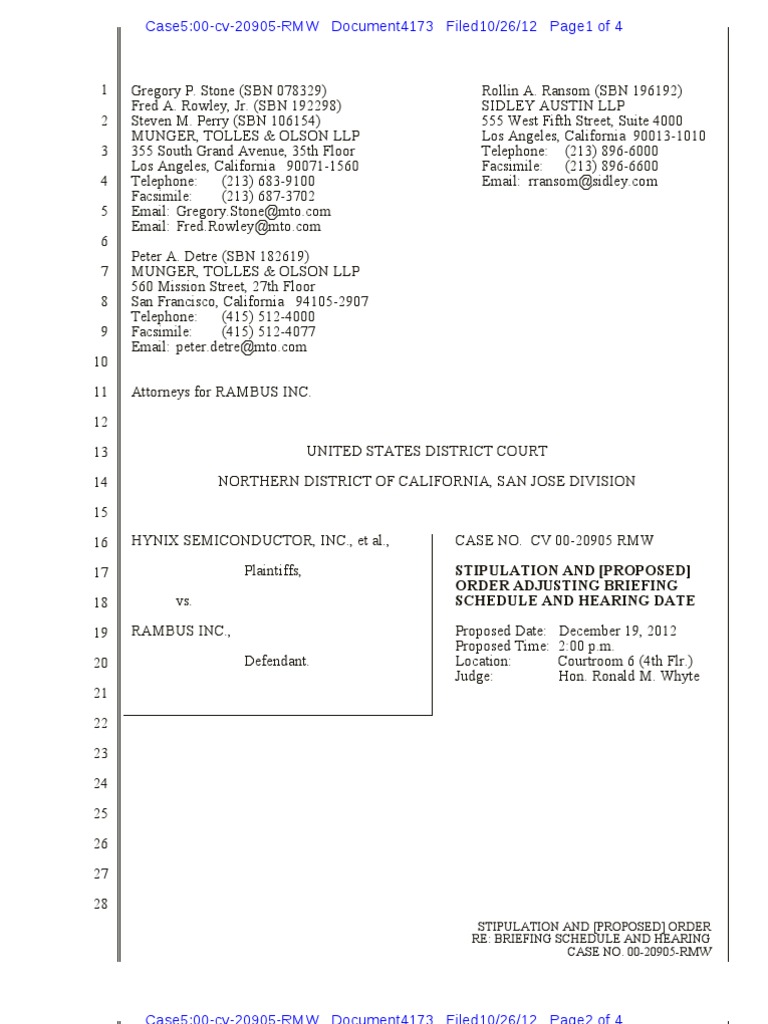 Stipulation and (Proposed) Order Adjusting Briefing Schedule and ...