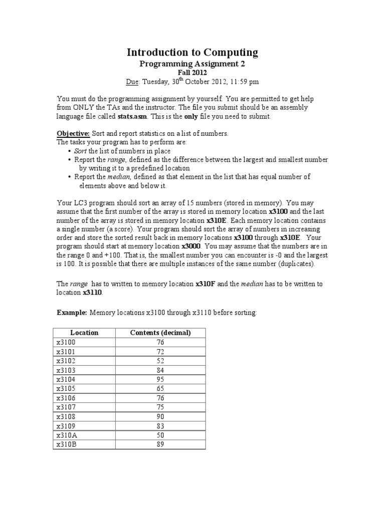 Introduction To Computing: Programming Assignment 2 | PDF | Array Data ...