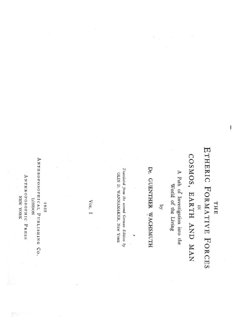 Etheric Formative Forces in Cosmos, Earth and Man by Guenther Wachsmuth - 2 PDF | PDF