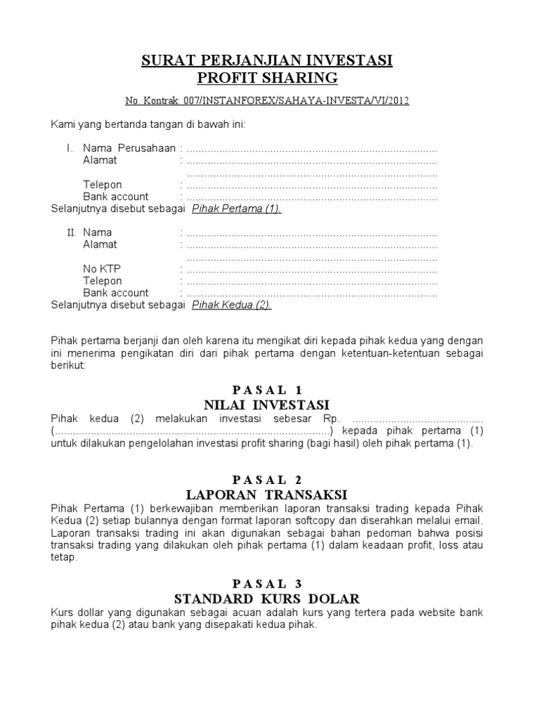 Surat Perjanjian Investasi: Panduan dan Contoh Lengkap
