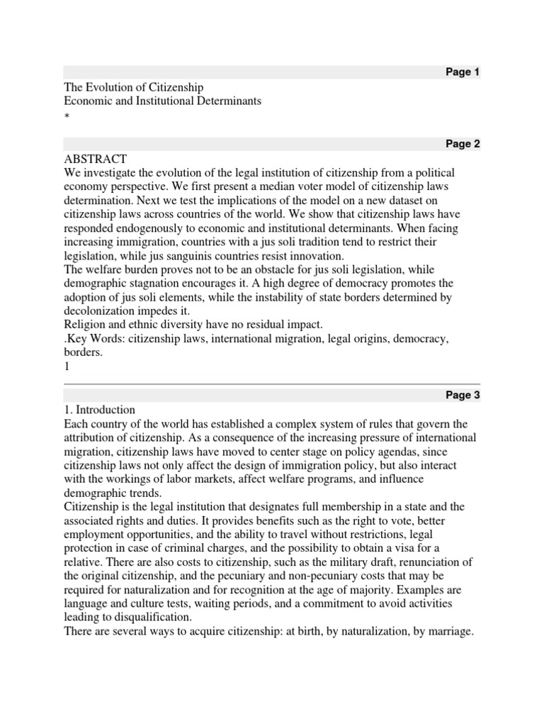 Evolution of Citizenship | PDF | Immigration | Naturalization