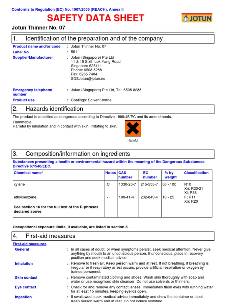 SDS - Jotun Thinner No. 07 - Marine_Protective - English (Uk ...