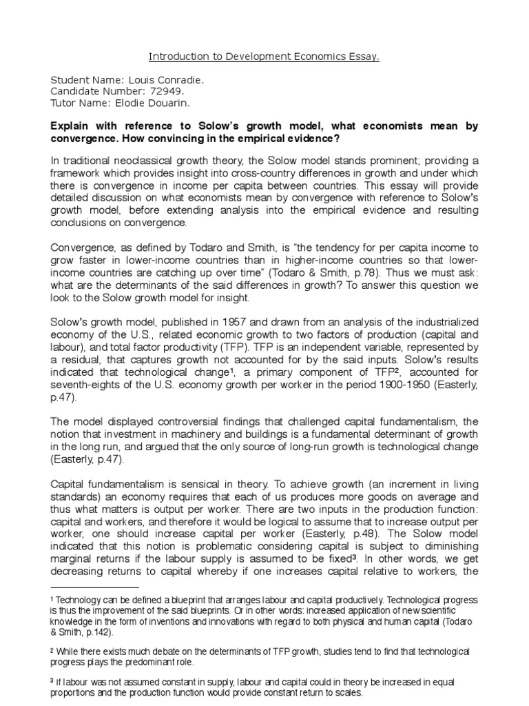 Economic Development - Convergence & The Solow Growth Model | PDF ...