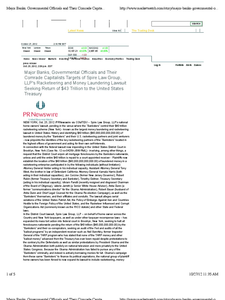 Major Banks, Governmental Officials and Their Comrade Capitalists ...