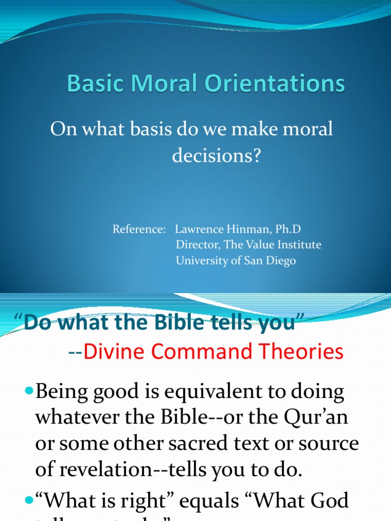 Basic Moral Orientations (Revised) - 1 | PDF