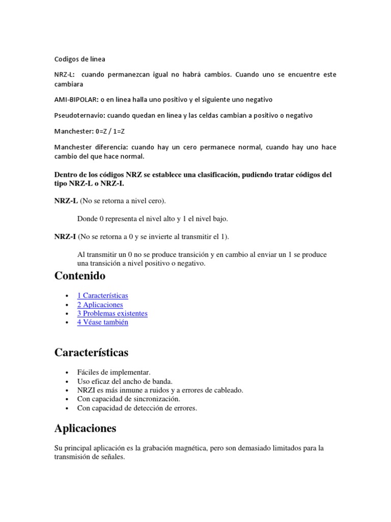 Codificación de Líneas NRZ y AMI | PDF | Tecnología de información y ...