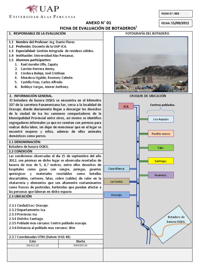 Evaluación del Botadero OQKG en Ica | PDF | Residuos | Naturaleza