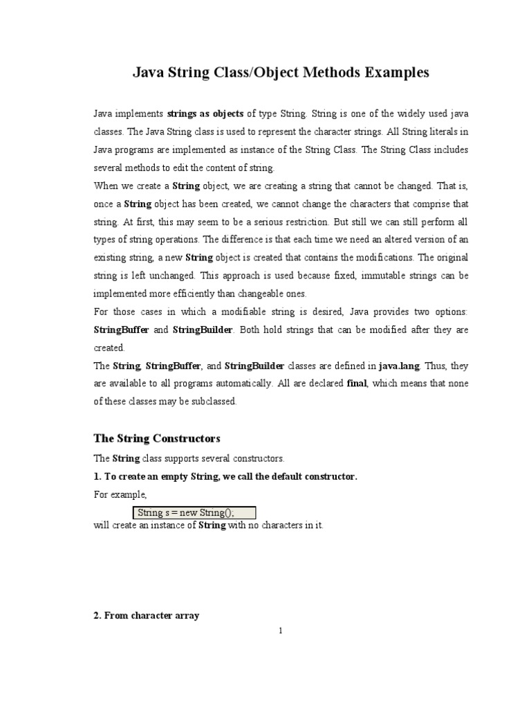 Java String Class Pdf String Computer Science Constructor Object Oriented Programming 1256