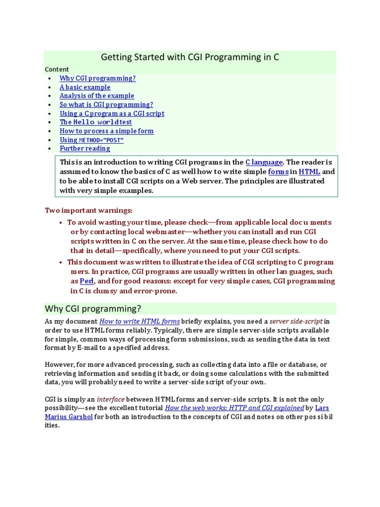 CGI Programming in C | PDF | Java Servlet | Java (Programming Language)