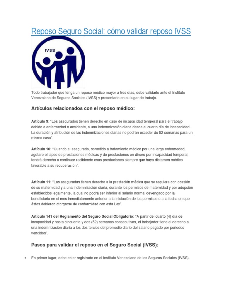 Reposo Seguro Social | PDF | Seguro | Bienestar