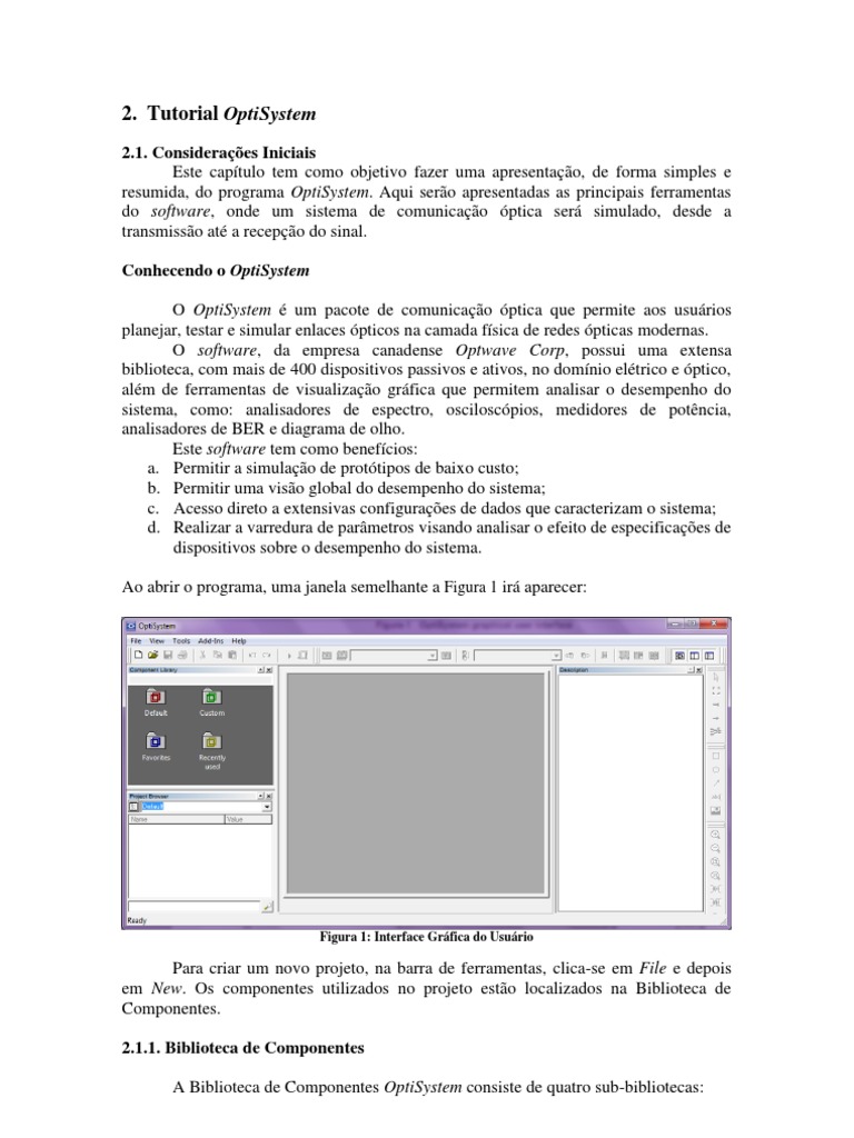 Tutorial OptiSystem | PDF | Biblioteca (informática) | Janela (informática)