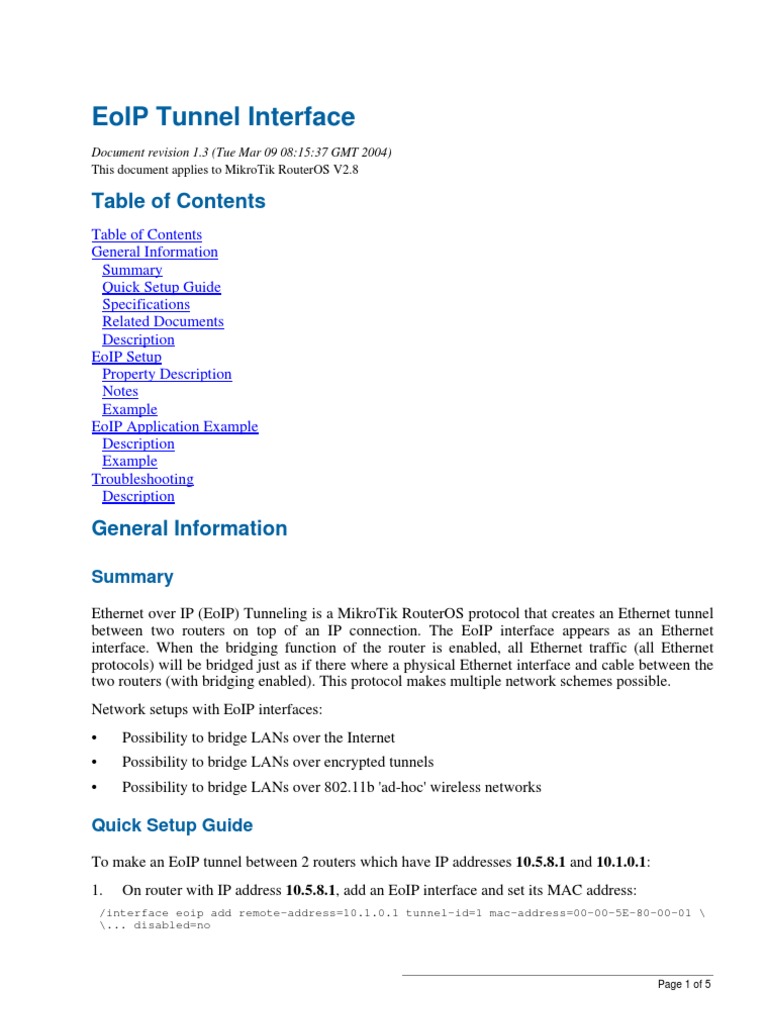 Eoip Manual | PDF | Ip Address | Computer Network