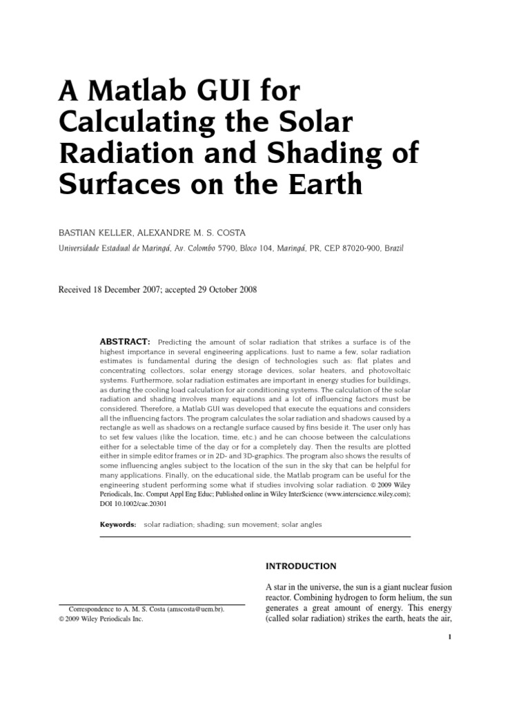 Solar Radiation Calculation GUI in Matlab | PDF | Sun | Atmosphere Of Earth