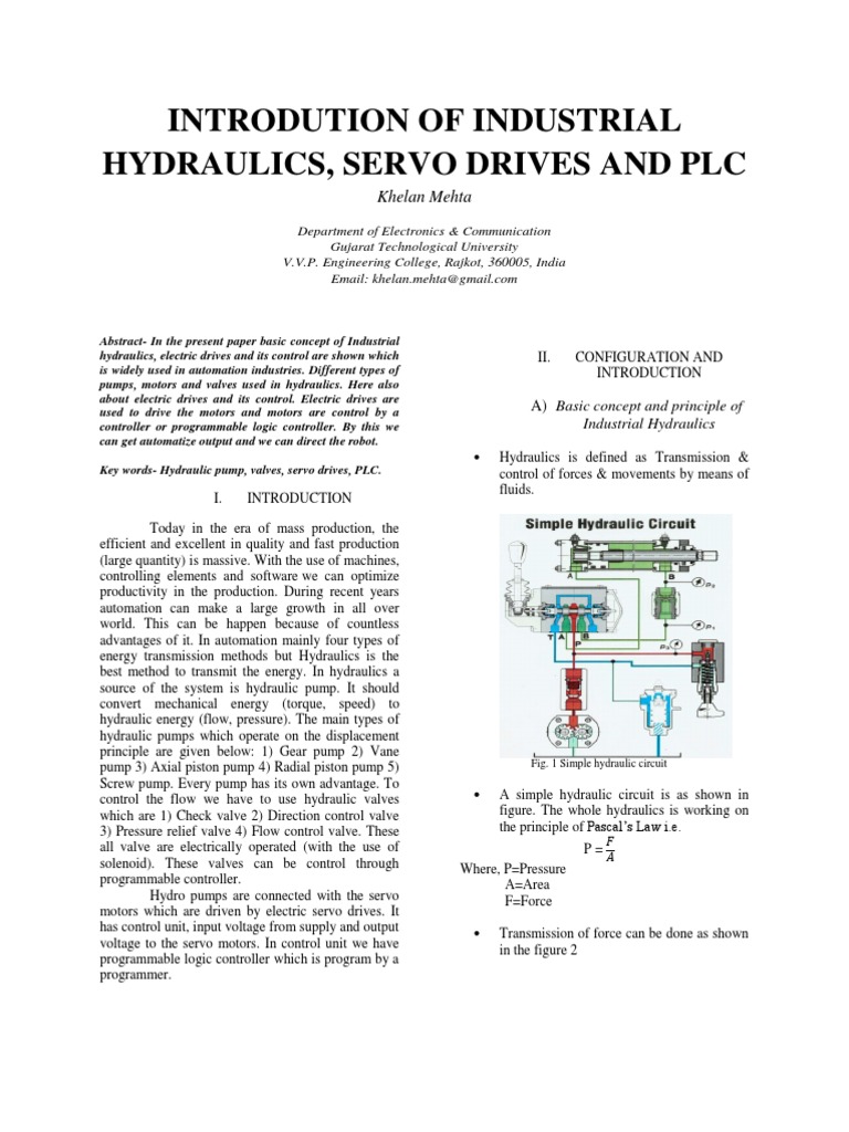 Introduction To Hydraulics, Servo Drive and PLC | PDF | Programmable Logic Controller ...