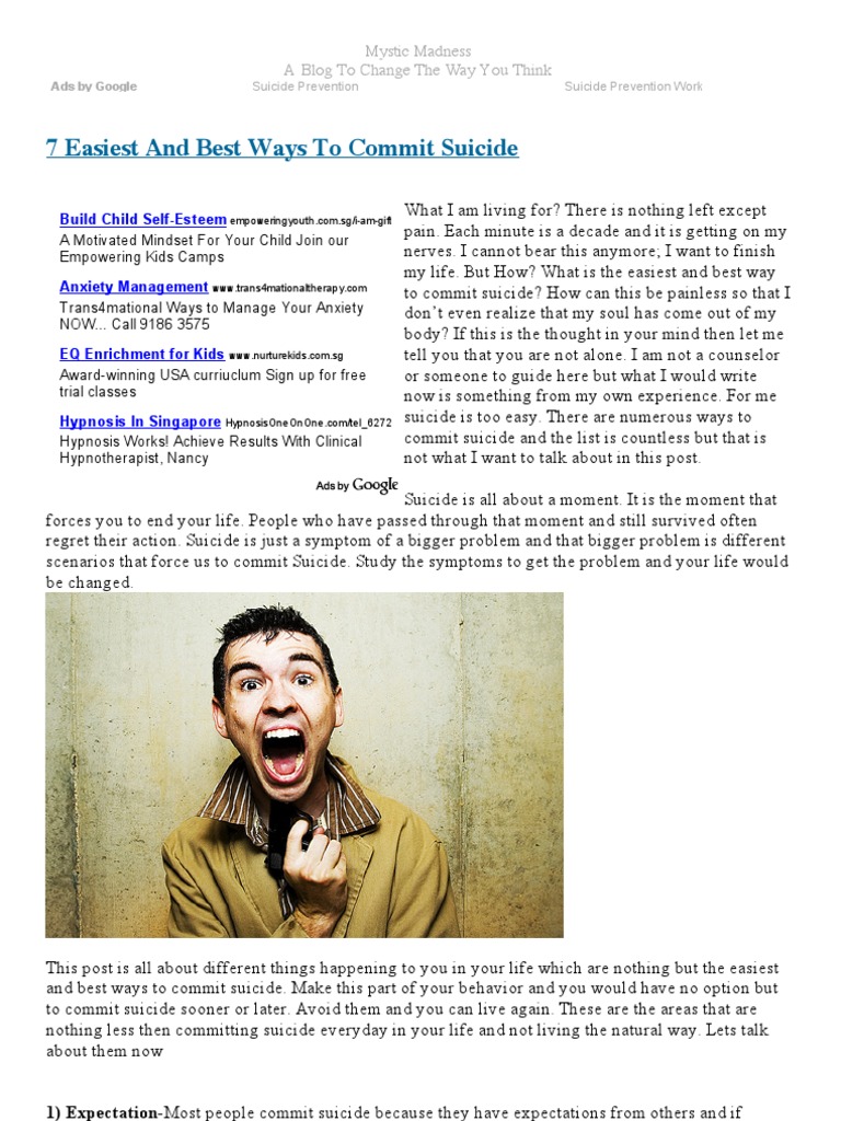 7 Easiest and Best Ways To Commit Suicide | PDF | Suicide | Metaphysics ...