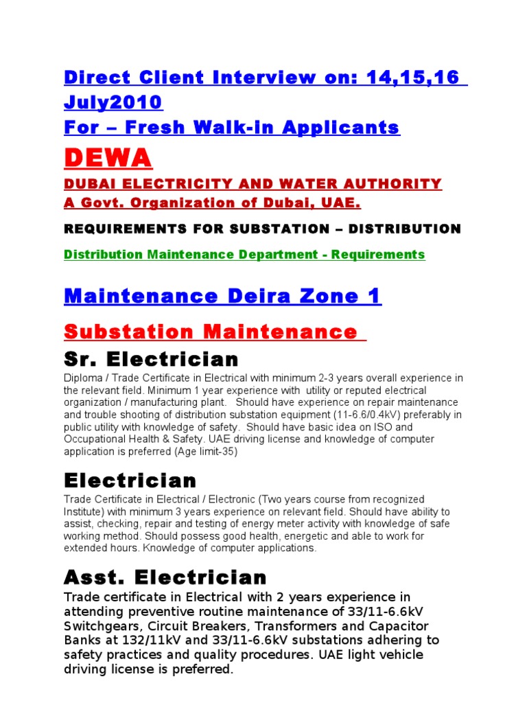 Dewa+List 2 Substation+Distribution+Project+Requirements+List+for+ ...