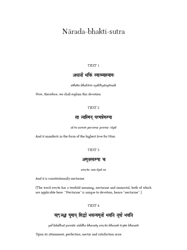 Narada Bhakti Sutra | Download Free PDF | Bhakti | Religious Faiths